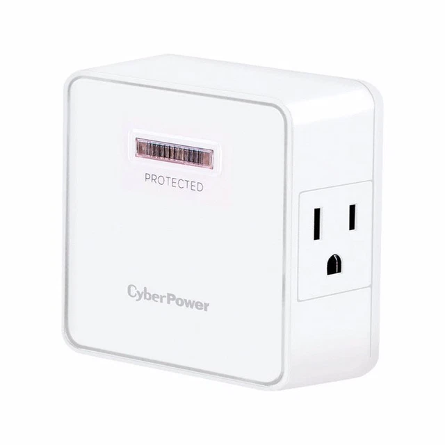 CYBERPOWER HT200W PLASTIC 125V 15A White 1500 J Home Office Surge ...