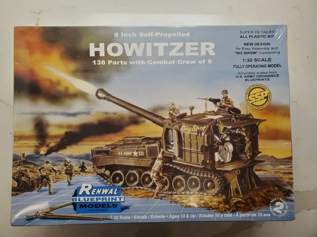 RENWAL BLUEPRINT MODELS Self Propelled Howitzer Plastic Model Kit 1/32 ...