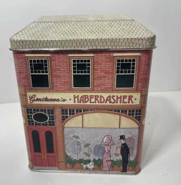 THE TINSMITH'S CRAFT Empty Tin HABERDASHER Made in England Elizabeth ...