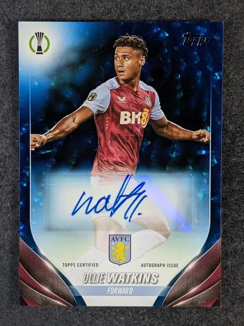 2023-24 TOPPS UEFA OLLIE WATKINS /99 Auto Icy Blue Foilboard Aston ...
