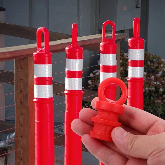 6PCS WARNING COLUMN Caps End Caps Post Rubber Covers Chain Link Fence ...