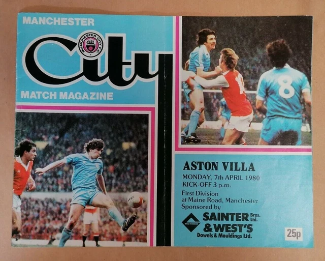 PROGRAMME - MANCHESTER City Match Magazine 1st Division Aston Villa 7th ...