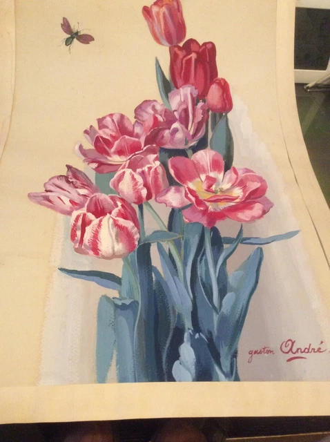 GASTON ANDRE AQUARELLE Gouache Tulipe. EUR 150,00 - PicClick FR