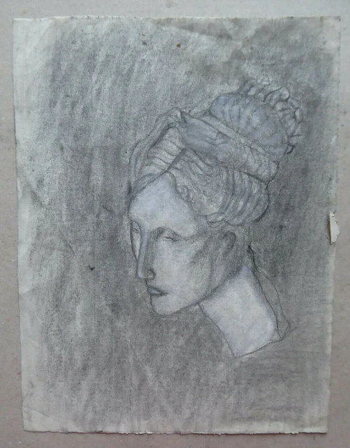 PORTRAIT EN STYLE Classique Vieux Dessin Crayon Sur papier Espagne 900 ...