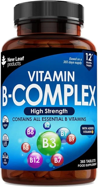 VITAMIN B COMPLEX - 365 Small Tablets (One Year Supply) High Strength ...