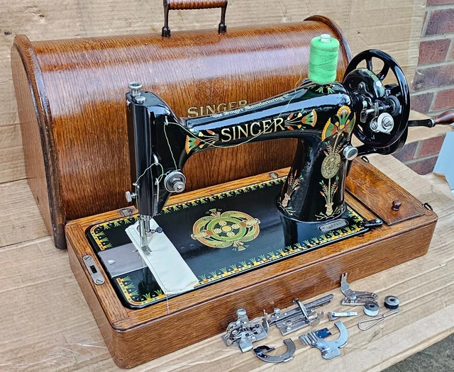 SINGER 66K LOTUS Hand crank sewing machine with Bentwood case £395.00 ...