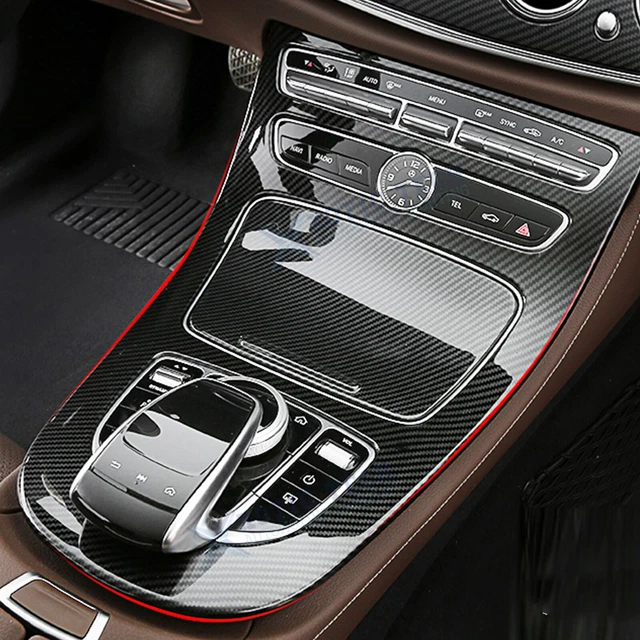 CARBON FIBER TEXTURE Center Gear Shift Frame Molding Trim For Mercedes ...