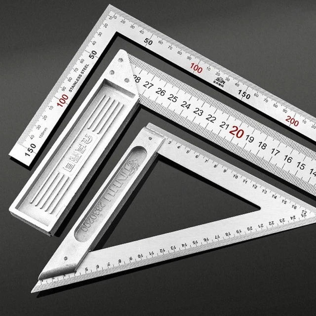 DOUBLE SIDED SCALE Right Angle Gauge Measuring Tool Triangle Ruler ...