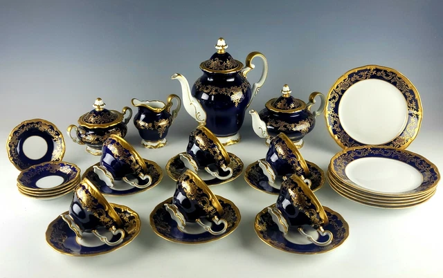 WEIMAR GERMANY KATHARINA Cobalt Blue/Gold Porcelain Tea Service Set £1,194.72 - PicClick UK