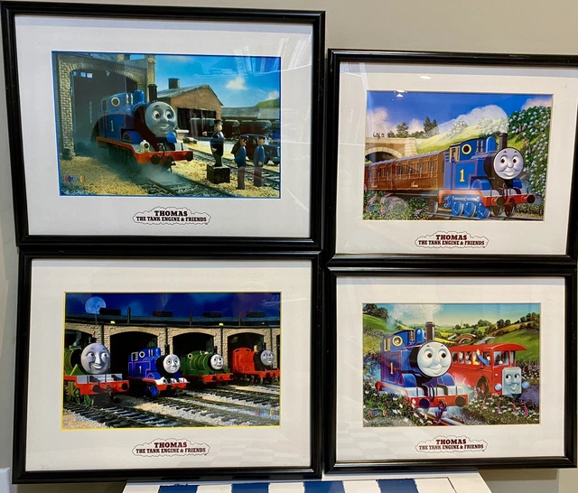 THOMAS & FRIENDS Wooden Railway Train Chroma Cel WALL ART Lot x4 Framed ...