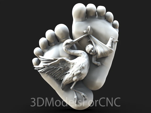 3D MODEL STL File for CNC Router Laser & 3D Printer Stork Carrying Baby 1 £2.22 - PicClick UK