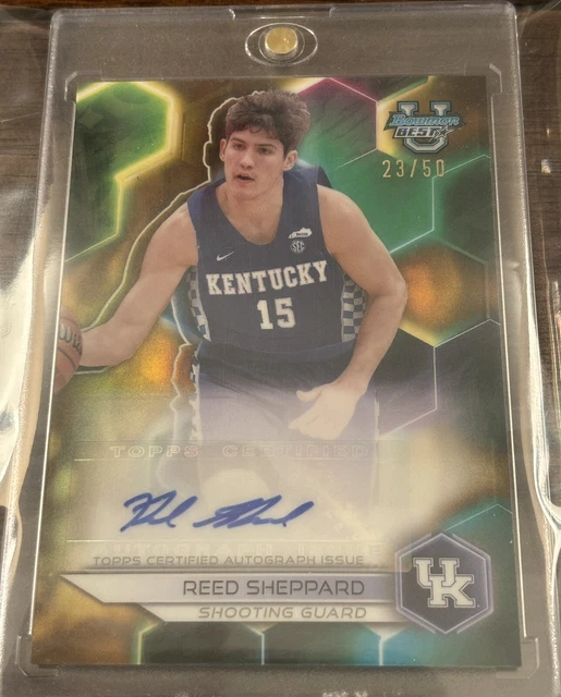 2023-24 BOWMAN BEST U Reed Sheppard rifrattore vero oro auto #23/50 ...