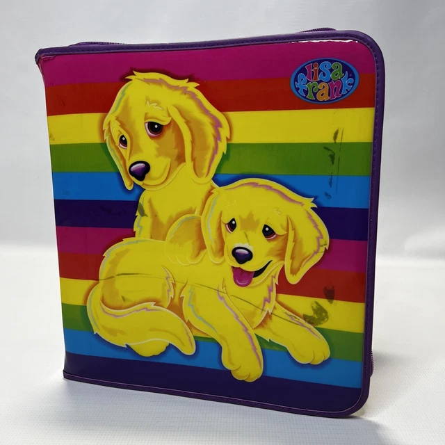 VTG STRIPED LISA Frank Rare Yellow Lab Trapper Keeper Zipper Binder Dog ...