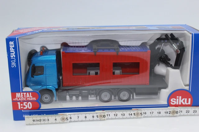 SIKU 3556 MERCEDES Camion Avec Baucontainer + Grue 1:50 Neuf Dans ...