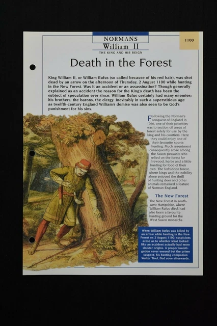KINGS & QUEENS Maxi Card Death In The Forest - William II - Normans £1. ...