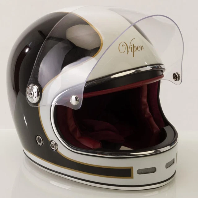 BITE THE BULLITT With This Viper F656 Vintage Black Cream Motorcycle Helmet £149.95 - PicClick UK