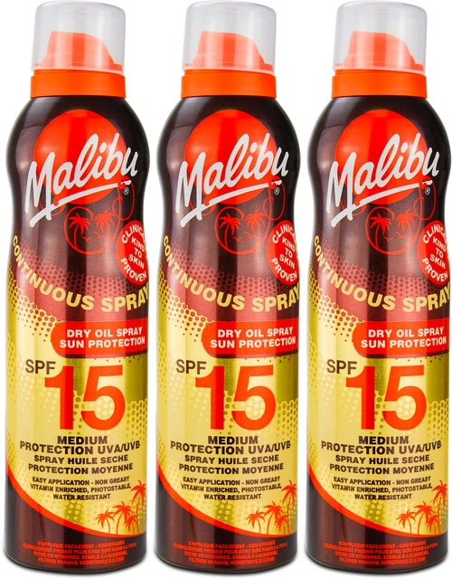 MALIBU SPRAY OLIO secco continuo peso spf15 175 ml x 3 EUR 17,51 ...
