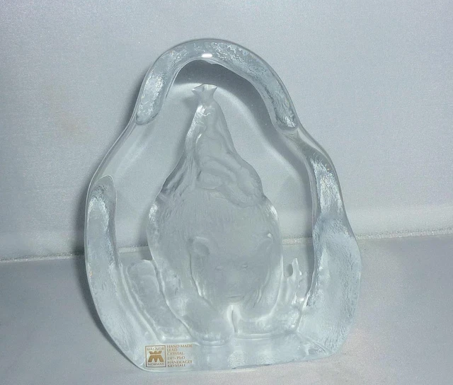 PRETTY MAGNOR NORWAY White Bear King Valemon Art Crystal Glass Clear ...