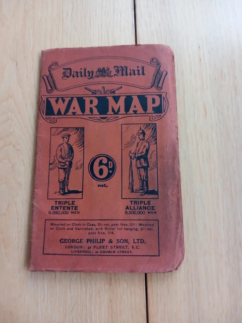 DAILY MAIL WW1 war map, fold out, heavy paper, nice condition EUR 1,16 ...