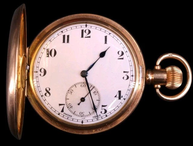 A ROLLED-GOLD HUNTER pocket watch by Minerva, having a Swiss 15-jewel ...