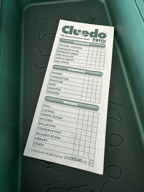 CLUEDO SQUARE BOX Edition Classic Detective Game Complete Parker 2006 ...