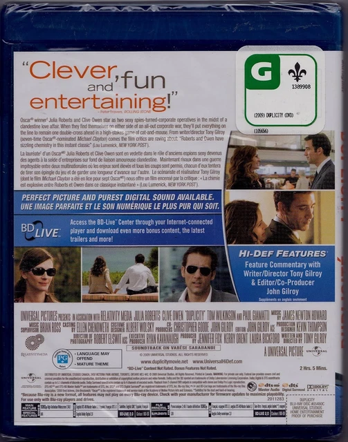 DUPLICITY (BLU-RAY) JULIA Roberts Clive Owen Tom Wilkinson Paul Giamatti EUR 13,96 - PicClick IT