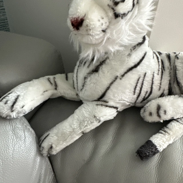 DPL LEEDS LTD soft toy laying down white tiger plush stuffed cuddly 16 ...