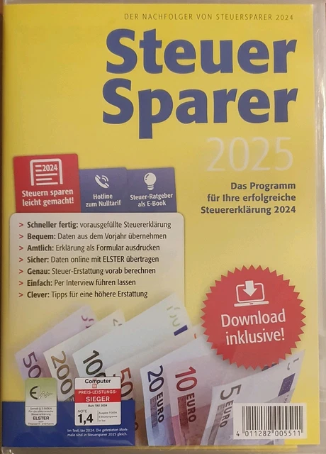 STEUER SPARER 2025 für Steuererklärung 2024 Download-Key EUR 9,00 - PicClick DE