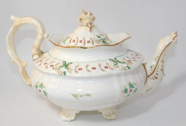 ANTIQUE SAMUEL ALCOCK Footed Rococo 2 Pint Pattern 7791 Teapot c1840 £ ...