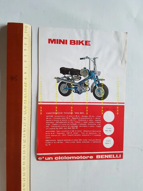 BENELLI 49 MINI Bike 1968 depliant originale italiano ciclomotore ...