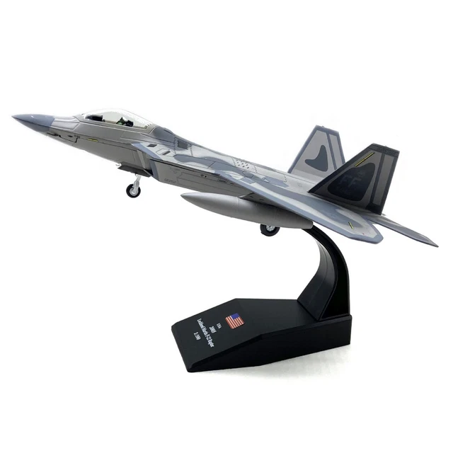 1:100 US F22 Raptor Stealth Fighter Alloy Aircraft Model Jet Military ...