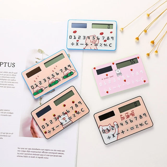 ﹣MINI CARD SIZE Calculator Ultra-thin Cute Cartoon Solar Powered Calculator 8 $11.19 - PicClick AU