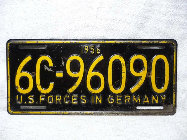 VINTAGE 1956 U.S. FORCES in Germany Army Military Base License Plate ...