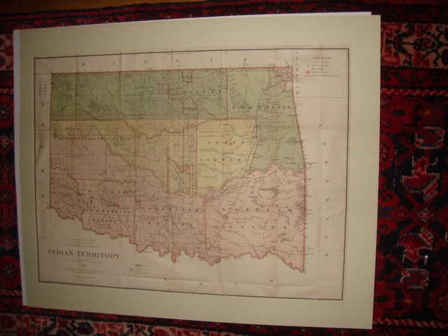 ORIGINAL COLORED FOLIO 1879 Map Of Present Day Oklahoma Large Folio Map ...