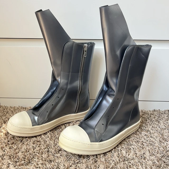 RARE RICK OWENS E15-2262 Laceless Boots Silver Ramones AW15 DRKSHDW 40 ...