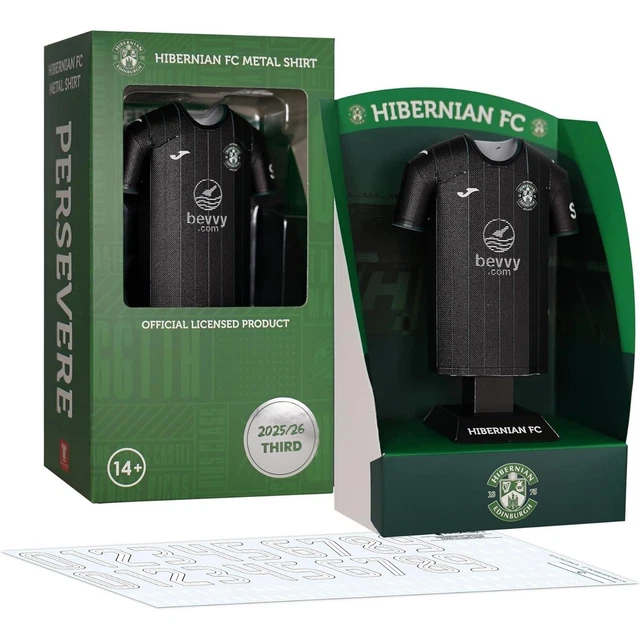 HIBERNIAN FC METAL Football Shirt Personalised Hibs 2025/26 Alloy Third ...