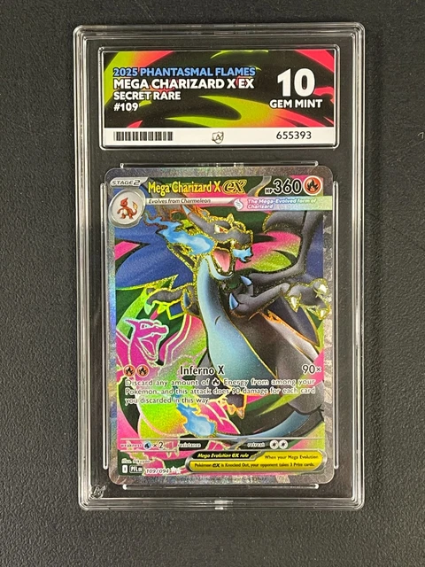 2025 POKEMON PHANTASMAL Flames Mega Charizard X EX 109 ACE 10 Matching ...