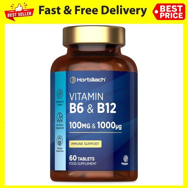 VITAMIN B6 AND B12 | 60 Tablets | Vit B6 100mg + Vit B12 1000mcg | By ...