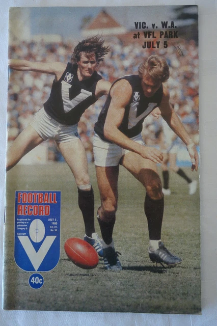 RARE 1980 INTERSTATE AFL FOOTBALL RECORD VICTORIA v WEST AUSTRALIA AT ...