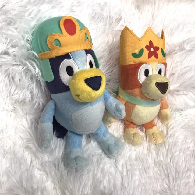 BLUEY FRIENDS QUEEN Bingo and Princess Bluey Lot of 2 8" Plush Cuddly ...
