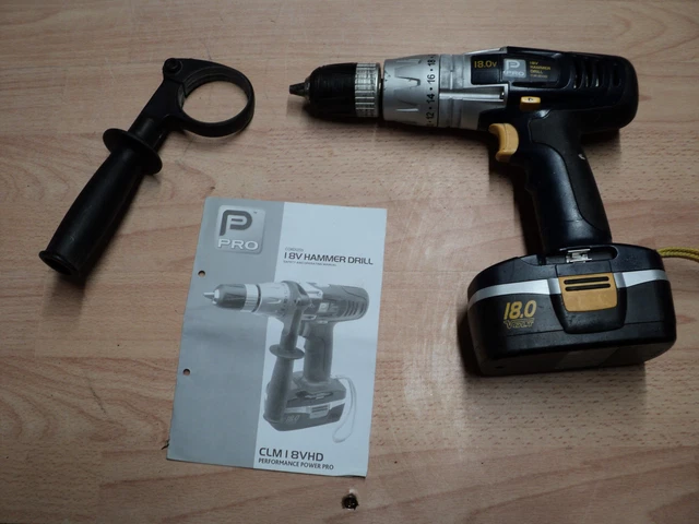 PERFORMANCE POWER PRO 18v Hammer Drill, CLM18VHD. Cordless Drill ...