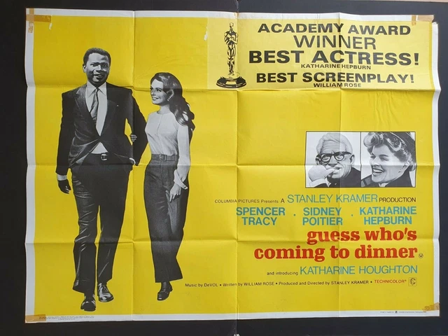 GUESS WHO'S COMING To Dinner Original Uk Quad Poster 1967 Katherine ...