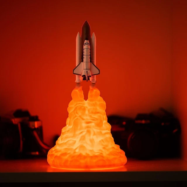 3D PRINT LED Night Light Space Shuttle Rocket Night Lamp Mood USB G1F0 ...