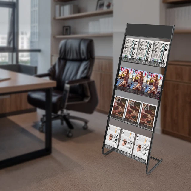 OFFICE NEWSPAPER RACK Magazine Stand Literature Holder Book Magazine ...