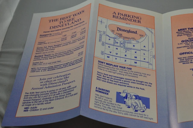 DISNEYLAND 30TH YEAR GUIDE MAIN GATE MAP 1985 THE BEST HAS JUST BEGUN £ ...
