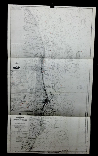 CARTE VINTAGE ADMIRALTY. No.1543. ROUTES YARMOUTH et LOWESTOFT. édition ...