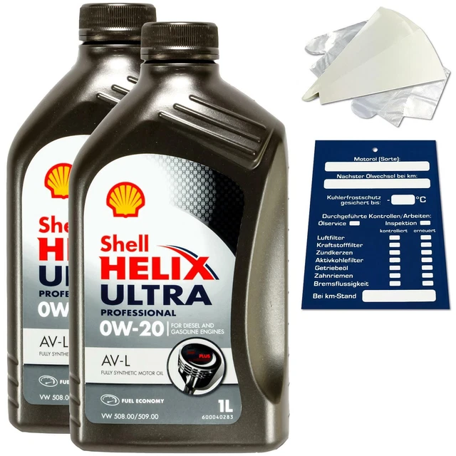 2 LITRE SHELL Helix Ultra Professional AV-L 0W20 Huile 550048040 Acea ...