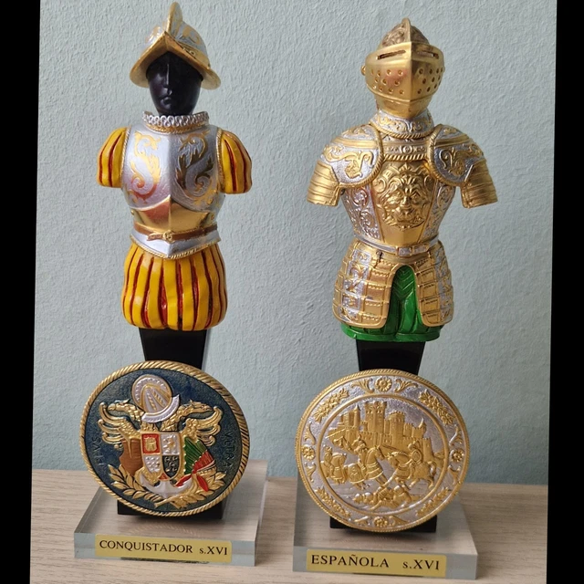 2 SPANISH MINIATURE Metal Armour Warrior History Soldiers Model Figures ...