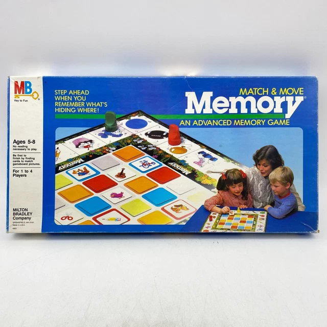 VINTAGE MATCH AND Move Memory Game COMPLETE Milton Bradley 1986 Kids 80 ...