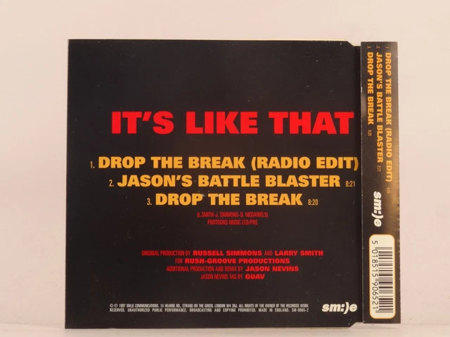 RUN DMC VS JASON NEVINS IT'S LIKE THAT (G89) 3 Track CD Single along ...